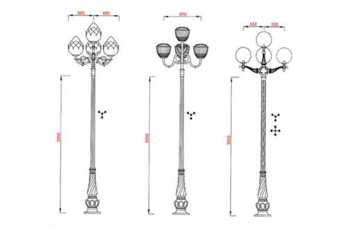 Contemporary Outdoor 4 Light Balls Lamp post Decorative Street Lamp