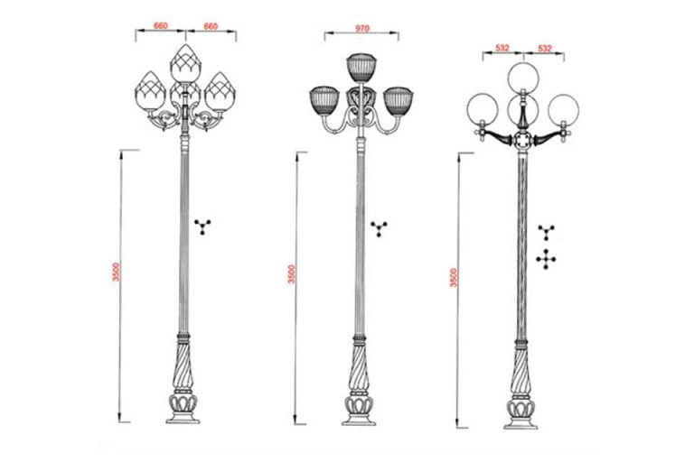 Contemporary Outdoor 4 Light Balls Lamp post Decorative Street Lamp