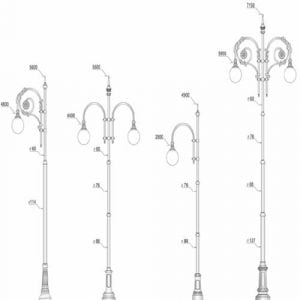 Retro Street Lighting Outdoor Aluminum Lamp post for sale