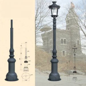 Antique Aluminum Alloy Lamp Post, Outdoor Furniture Street lighting